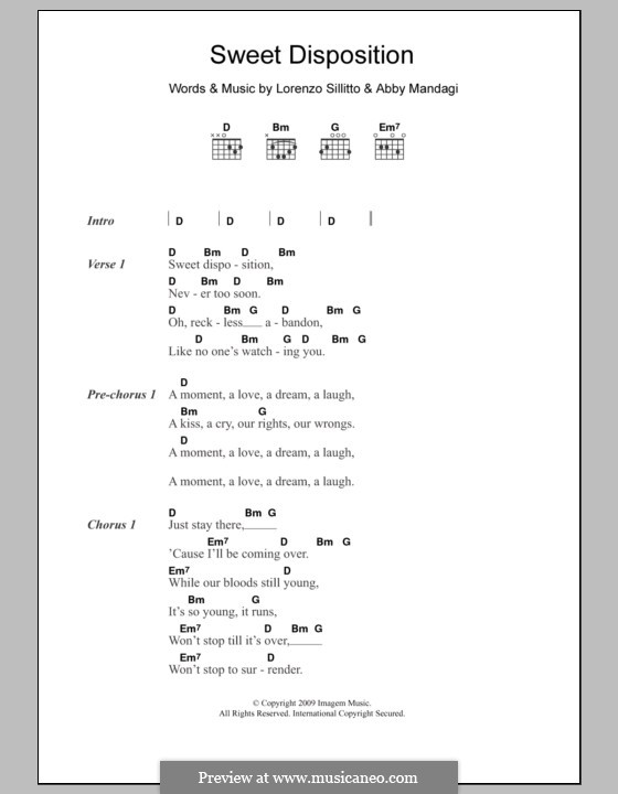 Sweet Disposition (The Temper Trap) by A. Mandagi, L. Sillitto on MusicaNeo