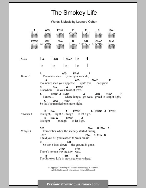 The Smokey Life by L. Cohen - sheet music on MusicaNeo