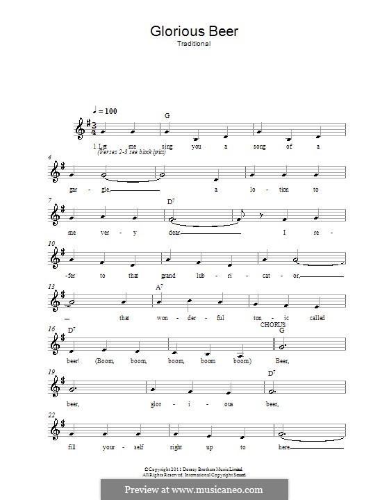 Glorious Beer by folklore - sheet music on MusicaNeo