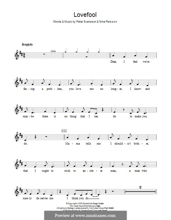 Lovefool (The Cardigans) by N. Persson, P. Svensson on MusicaNeo