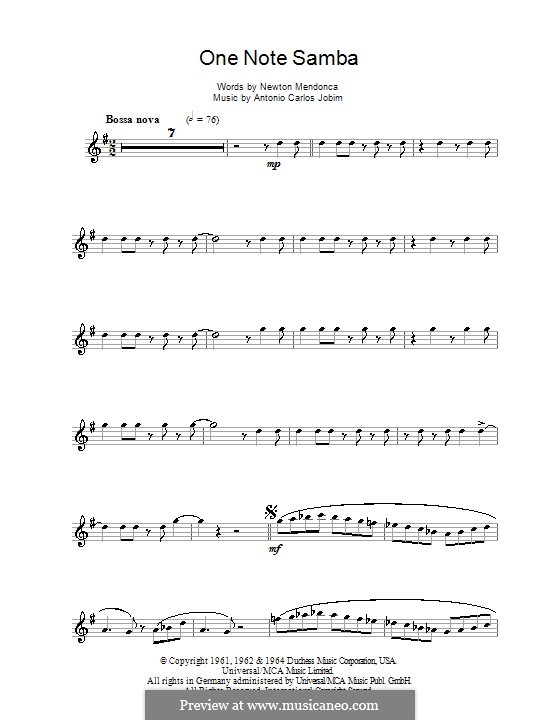 One Note Samba (Samba De Uma Nota) by A.C. Jobim - sheet music on MusicaNeo