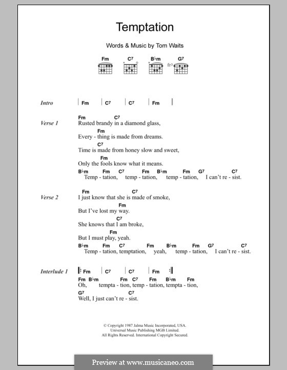 Temptation by T. Waits - sheet music on MusicaNeo