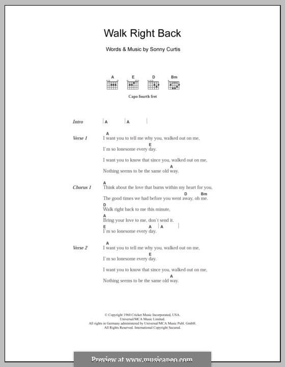 Walk Right Back (The Everly Brothers) by S. Curtis on MusicaNeo