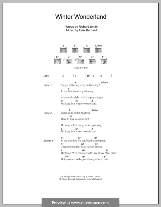 Vocal version (Winter Wonderland) by F. Bernard - sheet music on MusicaNeo