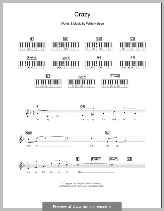 Crazy (Patsy Cline) by W. Nelson - sheet music on MusicaNeo
