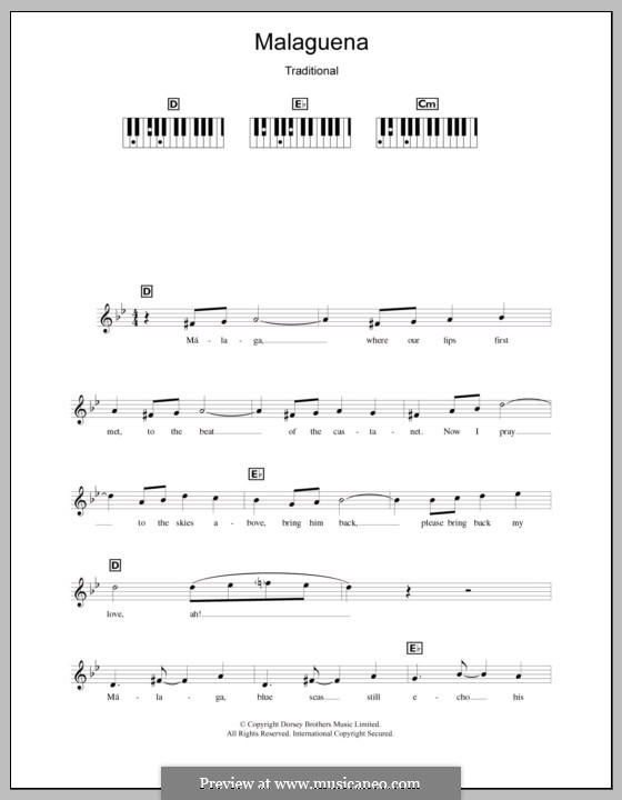 Malaguena by folklore - sheet music on MusicaNeo