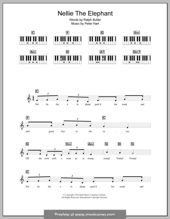 Nellie the Elephant by P. Hart - sheet music on MusicaNeo