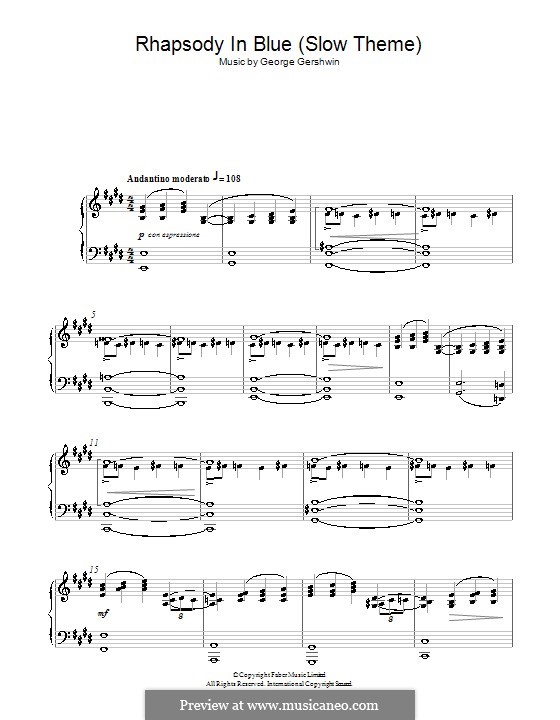 Piano version (Rhapsody in Blue) by G. Gershwin - sheet music on MusicaNeo
