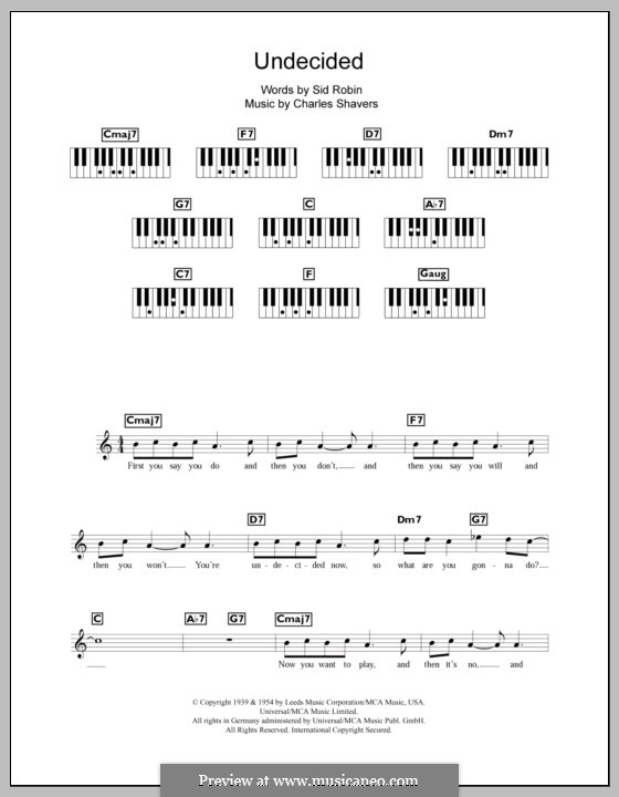 Undecided (Ella Fitzgerald) by C. Shavers - sheet music on MusicaNeo