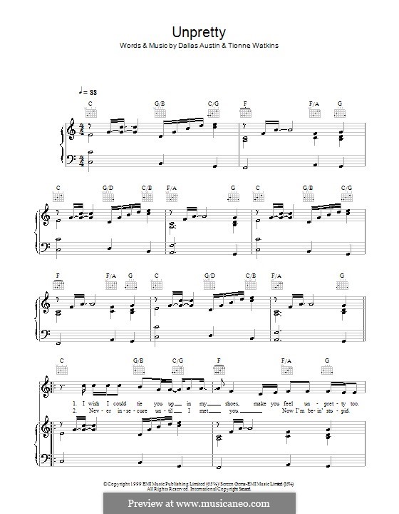 Unpretty (TLC) by D. Austin, T. Watkins - sheet music on MusicaNeo