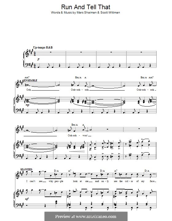 Run and Tell That (from Hairspray) by M. Shaiman - sheet music on MusicaNeo