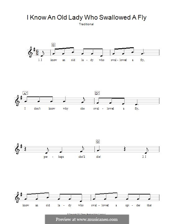 I Know an Old Lady Who Swallowed a Fly by folklore on MusicaNeo