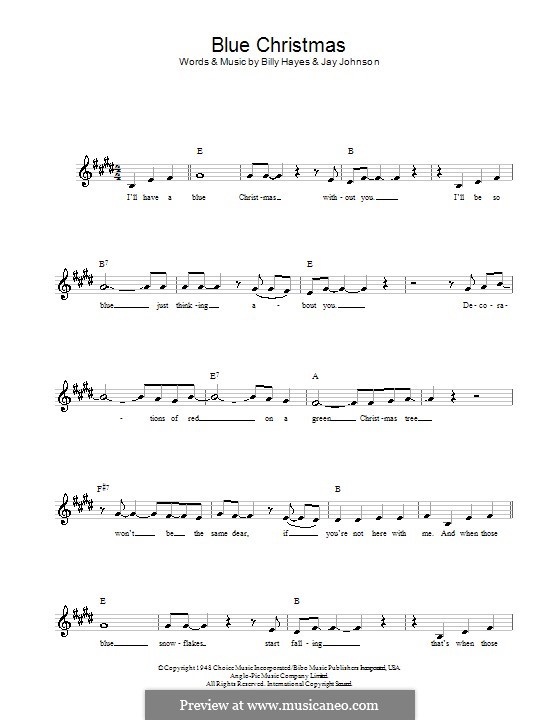 Vocal version (Blue Christmas) by B. Hayes, J. Johnson on MusicaNeo