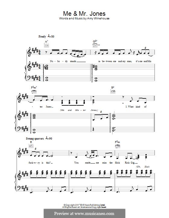 Me & Mr. Jones by A. Winehouse - sheet music on MusicaNeo