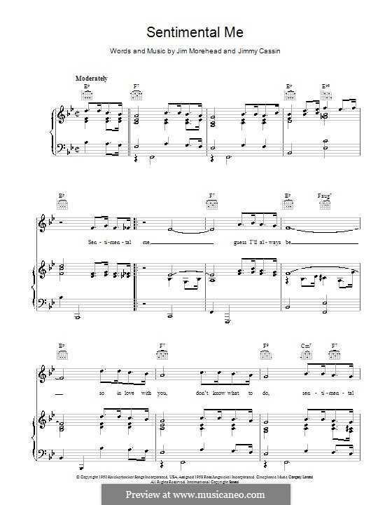 Sentimental Me (Elvis Presley) by J. Morehead, J. Cassin on MusicaNeo