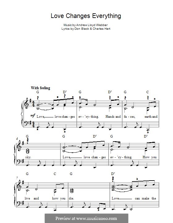 Love Changes Everything (Aspects of Love) by A.L. Webber on MusicaNeo