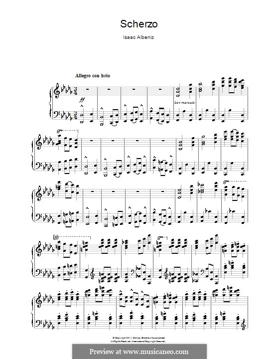 Scherzo by I. Albéniz - sheet music on MusicaNeo