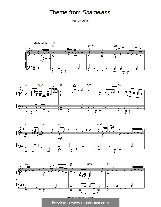 Theme from Shameless by M. Gold - sheet music on MusicaNeo