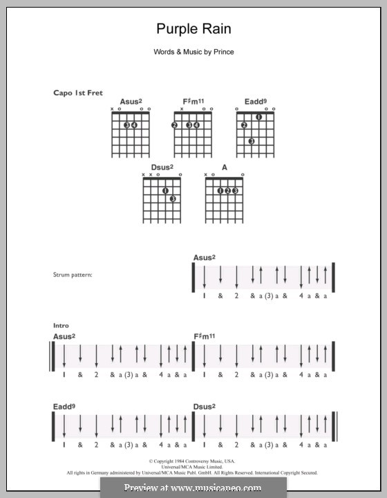Purple Rain by Prince - sheet music on MusicaNeo