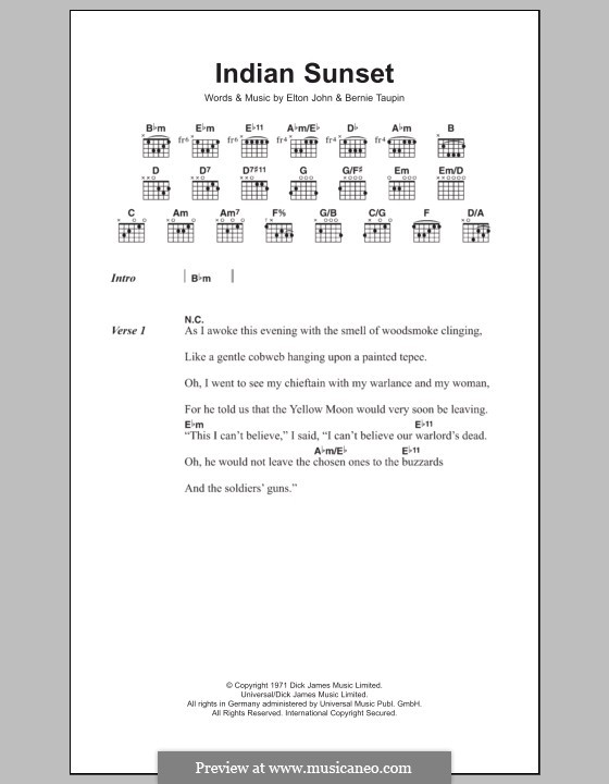 Indian Sunset by E. John - sheet music on MusicaNeo