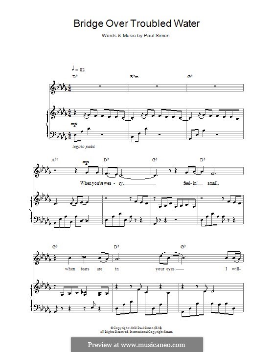 Bridge Over Troubled Water By P Simon Sheet Music On Musicaneo