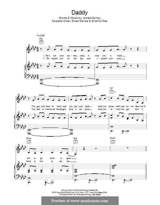 Daddy by J.R. Murray, E. Sandé, M. Omer, S. Khan - sheet music on MusicaNeo