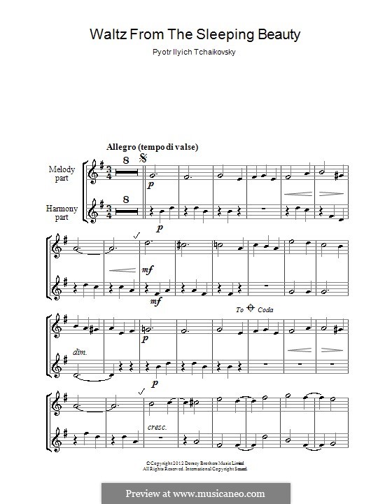 Waltz (The Sleeping Beauty, TH 13 Op.66) by P. Tchaikovsky on MusicaNeo