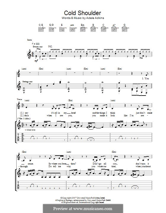 Cold Shoulder by Adele - sheet music on MusicaNeo