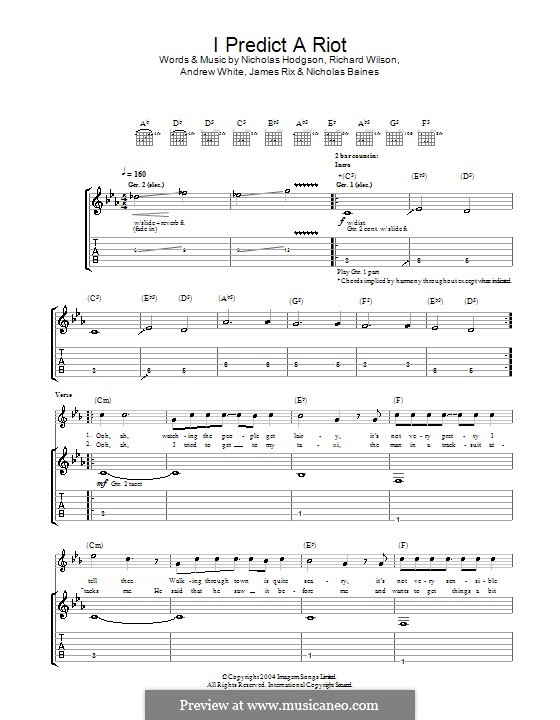 I Predict a Riot (Kaiser Chiefs) by A. White, J. Rix, N. Baines, N ...