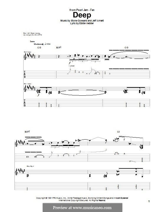 Deep (Pearl Jam) by J. Ament, S. Gossard - sheet music on MusicaNeo