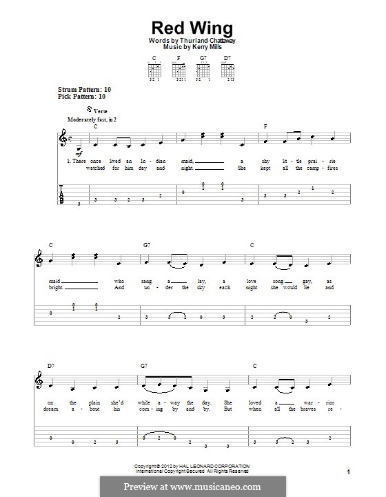 Red Wing (Thurland Chattaway) by K. Mills - sheet music on MusicaNeo