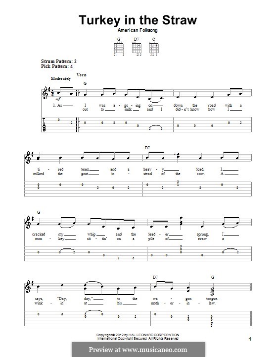 Turkey in the Straw by folklore - sheet music on MusicaNeo