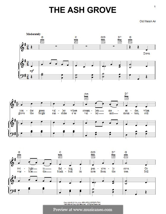 The Ash Grove (printable scores) by folklore - sheet music on MusicaNeo