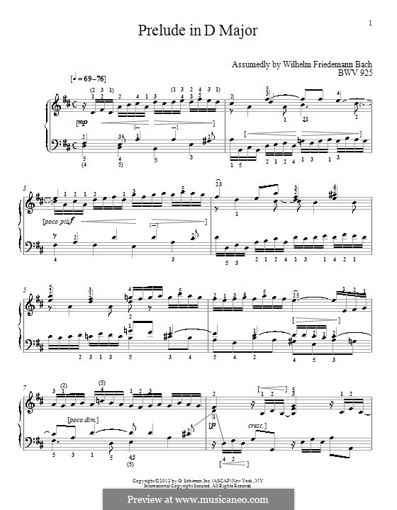 Little Prelude in D Major, BWV 925 by J.S. Bach on MusicaNeo