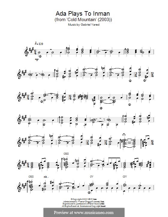 Ada Plays to Inman (from Cold Mountain) by G. Yared on MusicaNeo