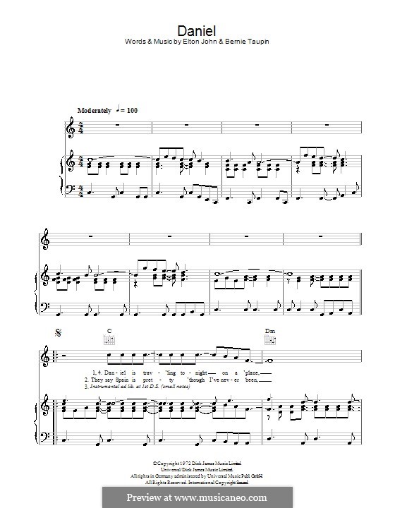Daniel by E. John - sheet music on MusicaNeo