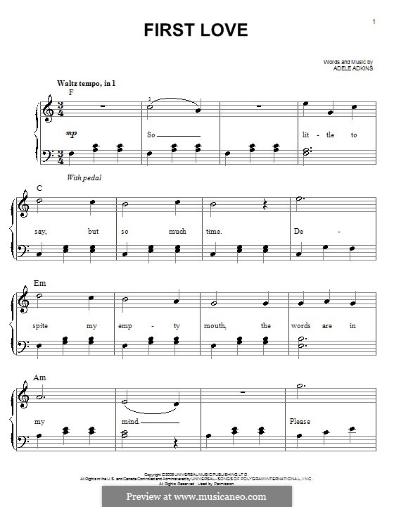 First Love by Adele - sheet music on MusicaNeo
