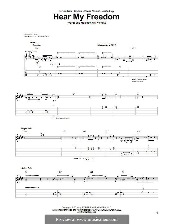 Hear My Freedom by J. Hendrix - sheet music on MusicaNeo