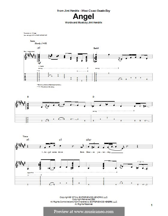 Angel by J. Hendrix - sheet music on MusicaNeo