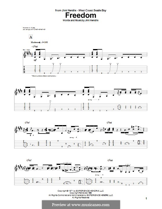 Freedom by J. Hendrix - sheet music on MusicaNeo