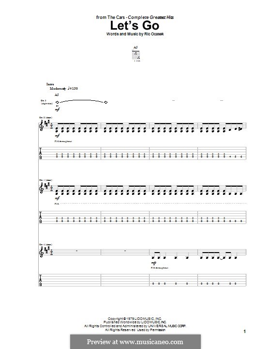 Let's Go (The Cars) by R. Ocasek - sheet music on MusicaNeo