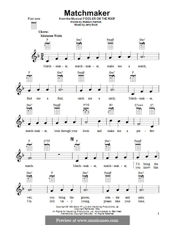 Matchmaker (from The Fiddler on the Roof) by J. Bock on MusicaNeo