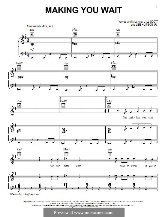 Making You Wait by J. Scott, JR Hutson - sheet music on MusicaNeo
