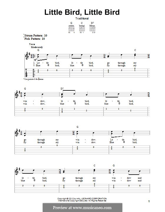 Little Bird, Little Bird by folklore - sheet music on MusicaNeo