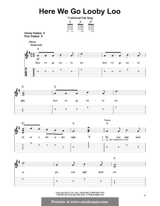 Here We Go Looby Loo by folklore - sheet music on MusicaNeo