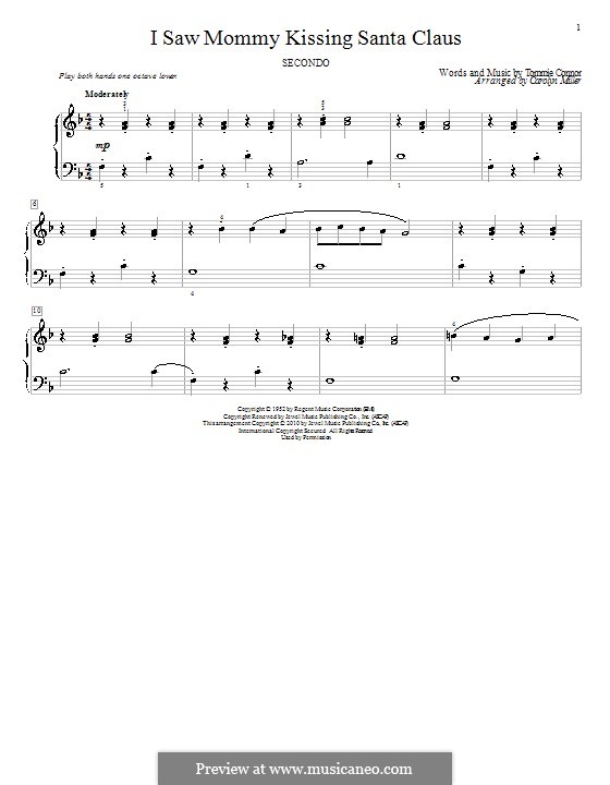 I Saw Mommy Kissing Santa Claus, for Piano by T. Connor on MusicaNeo