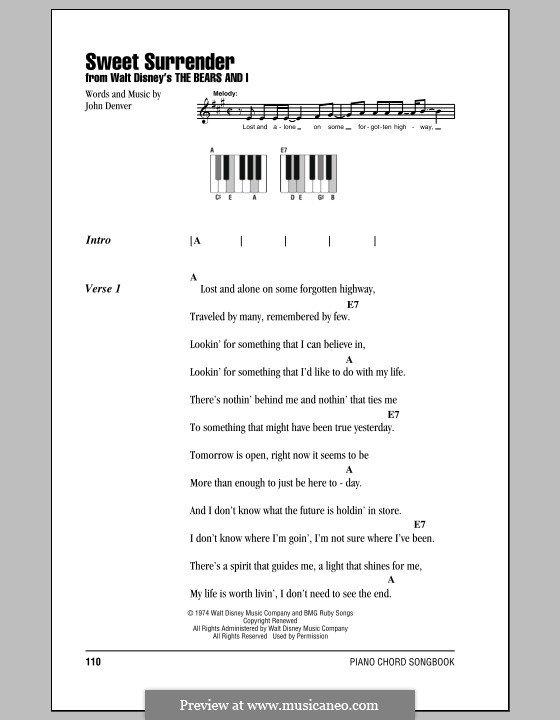 Sweet Surrender by J. Denver - sheet music on MusicaNeo