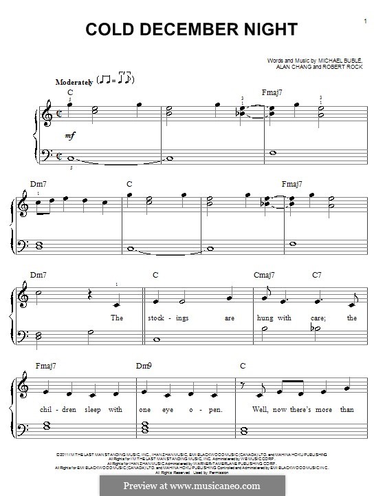 Cold December Night by A. Chang, R. Rock - sheet music on MusicaNeo