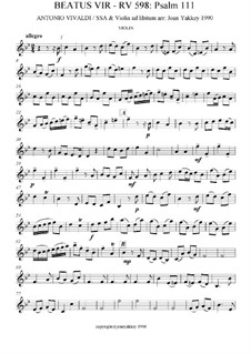 Beatus Vir, RV 598 by A. Vivaldi - sheet music on MusicaNeo