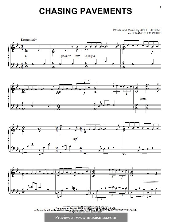 Chasing Pavements by Adele, Eg White - sheet music on MusicaNeo